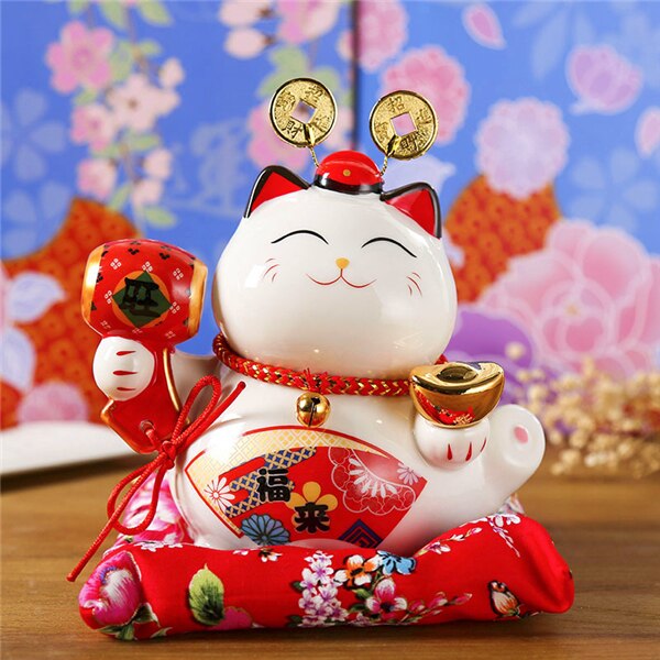Chat Chinois Porte Bonheur Blanc | Univers Chinois
